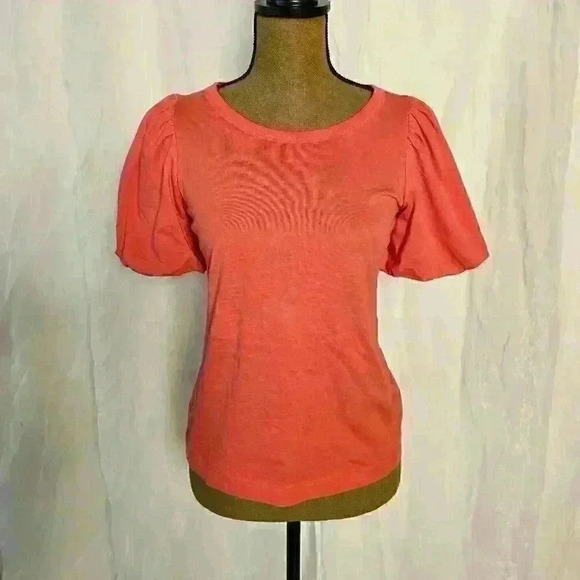 LOFT | Tops | Pink Ann Taylor Loft Xxsp Shirt With Short Sleeved Poofy Sleeves | Poshmark